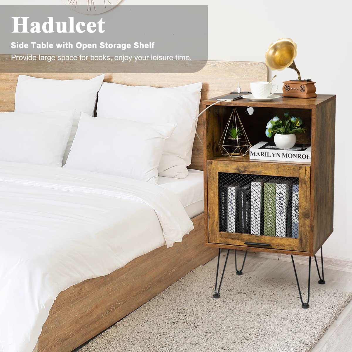 Natural Wood Tone Double-Layered Circular Side Table | Solid Wood Side ...