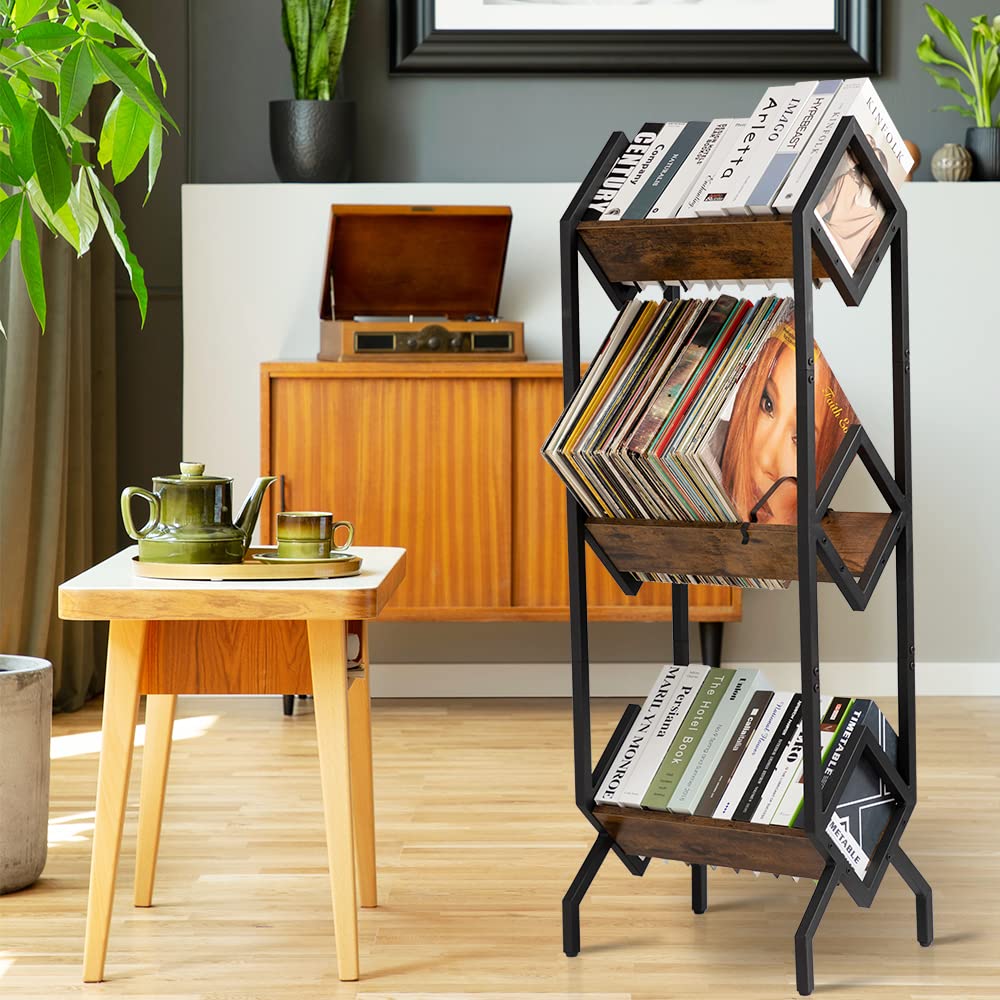 Rustic Brown 3-Tier Shelving Unit | Stylish and Practical Storage ...