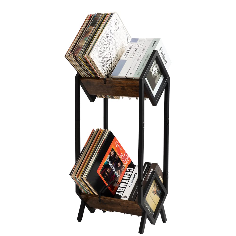 Rustic Brown Double-Layer Bookshelf Storage Rack - Perfect for Home or ...