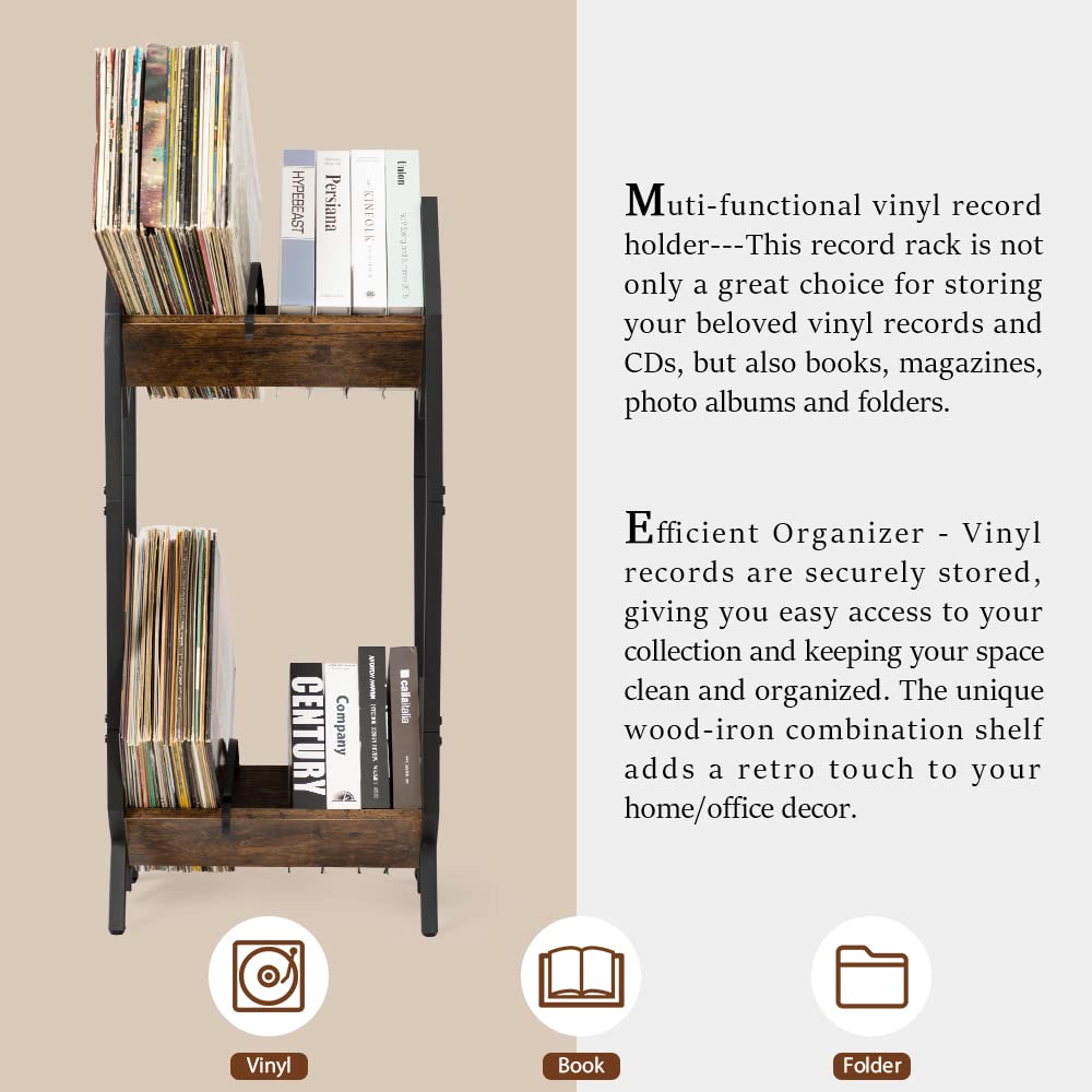 Rustic Brown Double-Layer Bookshelf Storage Rack - Perfect for Home or ...