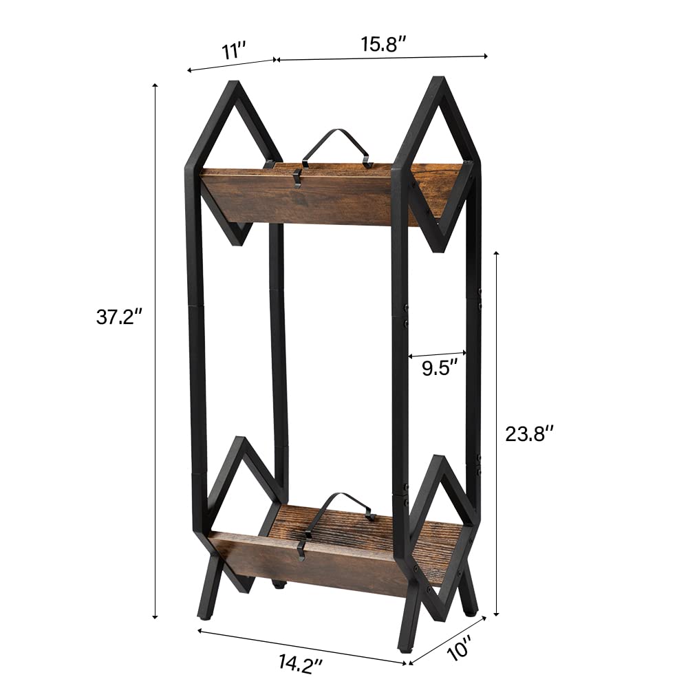 Rustic Brown Double-Layer Bookshelf Storage Rack - Perfect for Home or ...